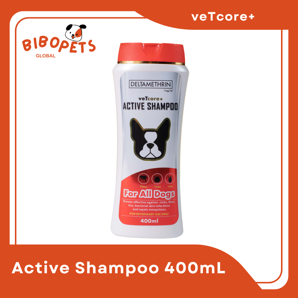 Vet Core+ Active Dog Shampoo (Deltamethrin) 400ml – Bibo Pets